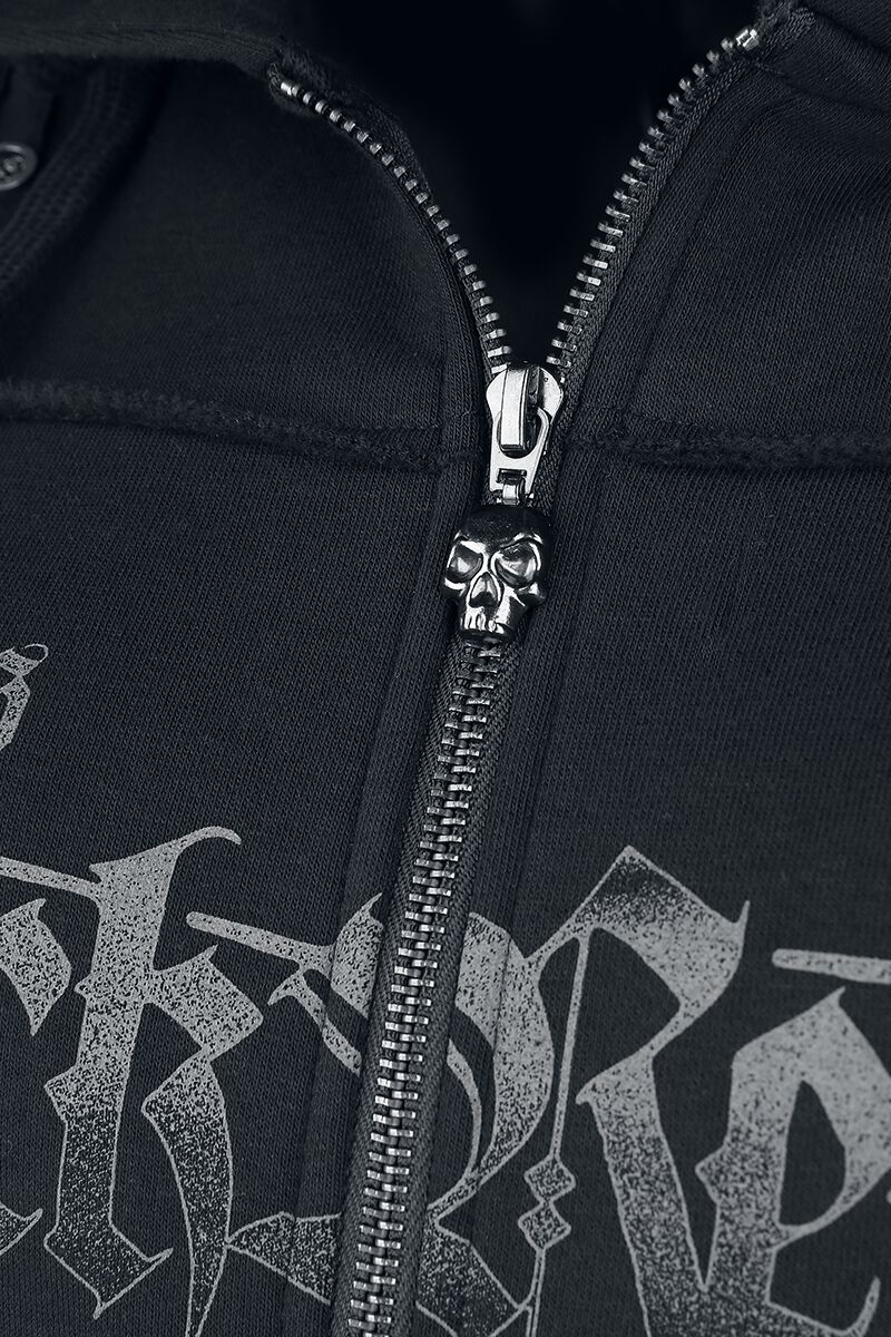 Black Hooded Jacket with Rock Rebel and Skull Prints | Rock Rebel by ...