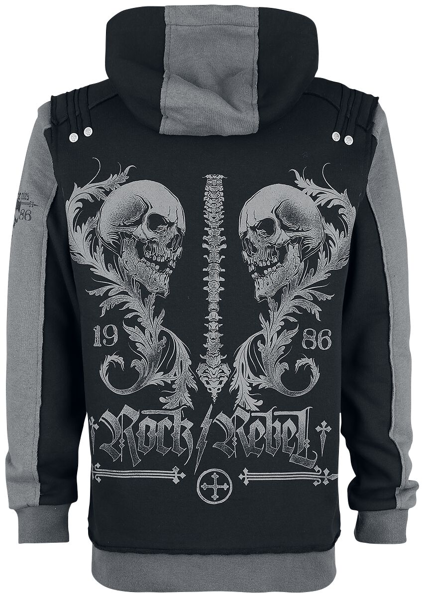 Black Hooded Jacket with Rock Rebel and Skull Prints | Rock Rebel by ...
