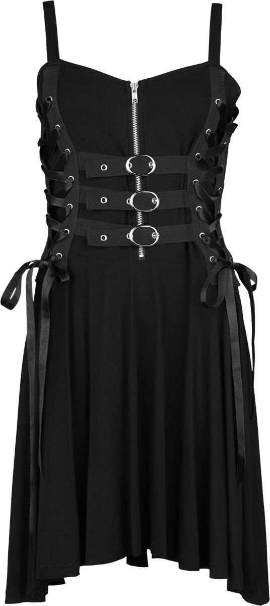 Short Dress With Lacing and Straps | Gothicana by EMP Midi Dress | EMP