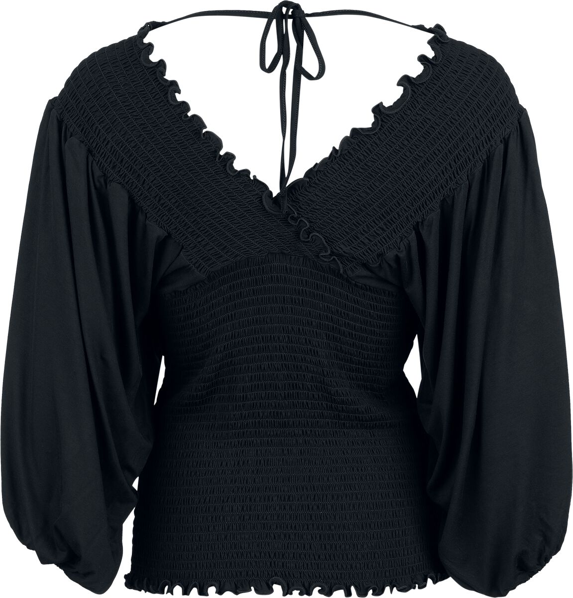 Smocked Long-sleeved Top | Black Premium by EMP Long-sleeve Shirt | EMP