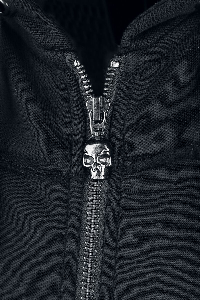 Black Hooded Jacket with Rock Rebel and Skull Prints | Rock Rebel by ...