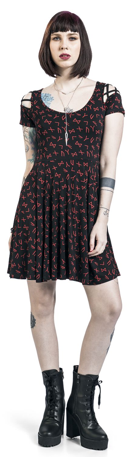 Dress with Lacing and Runes | Black Premium by EMP Mini Dress | EMP