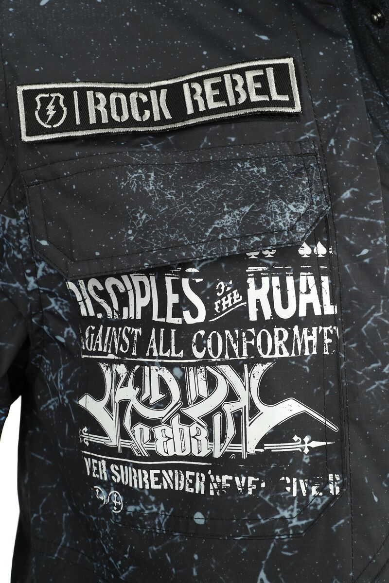 Between-seasons jacket with various patches | Rock Rebel by EMP Mid ...