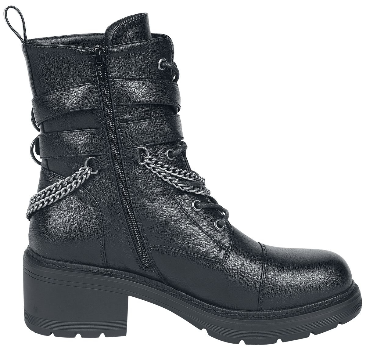 Lace-up boots with buckles and chain | Rock Rebel by EMP Boot | EMP