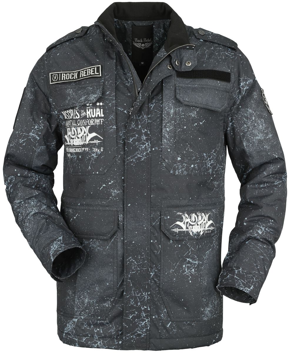Between-seasons jacket with various patches | Rock Rebel by EMP Mid ...