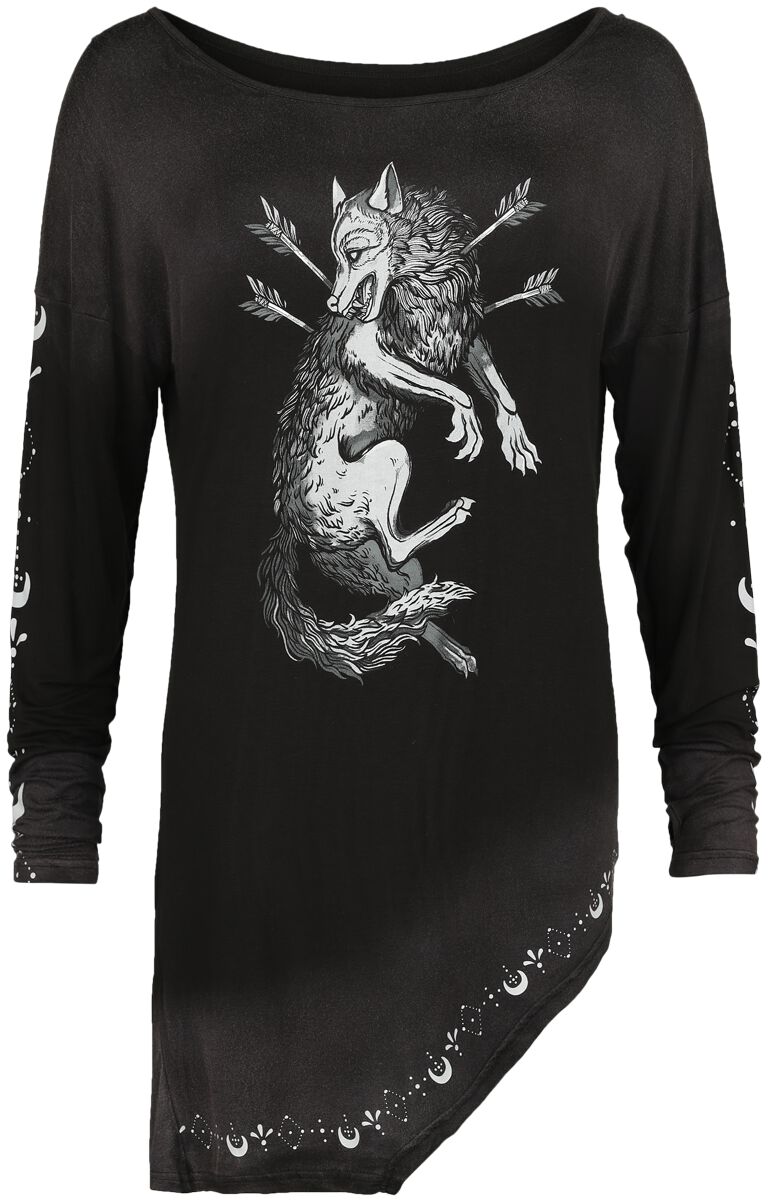 Long-sleeved top with wolf print | Black Premium by EMP Long-sleeve ...