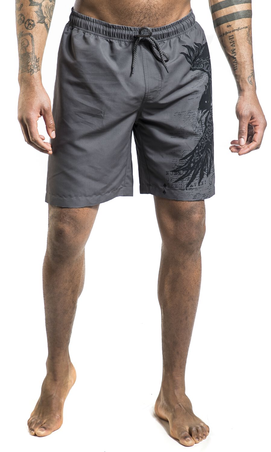Swim Shorts with Raven Print | Black Premium by EMP Swim Shorts | EMP