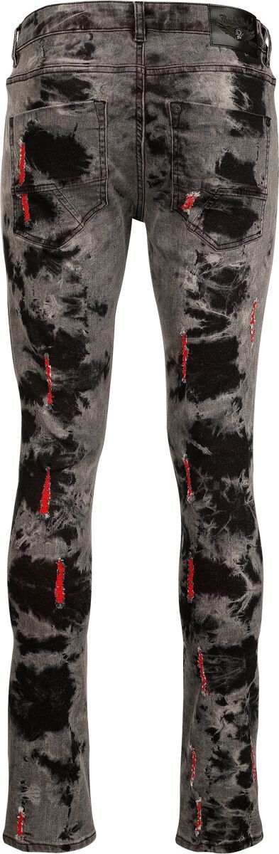 Washed-look jeans with red highlights | Rock Rebel by EMP Jeans | EMP