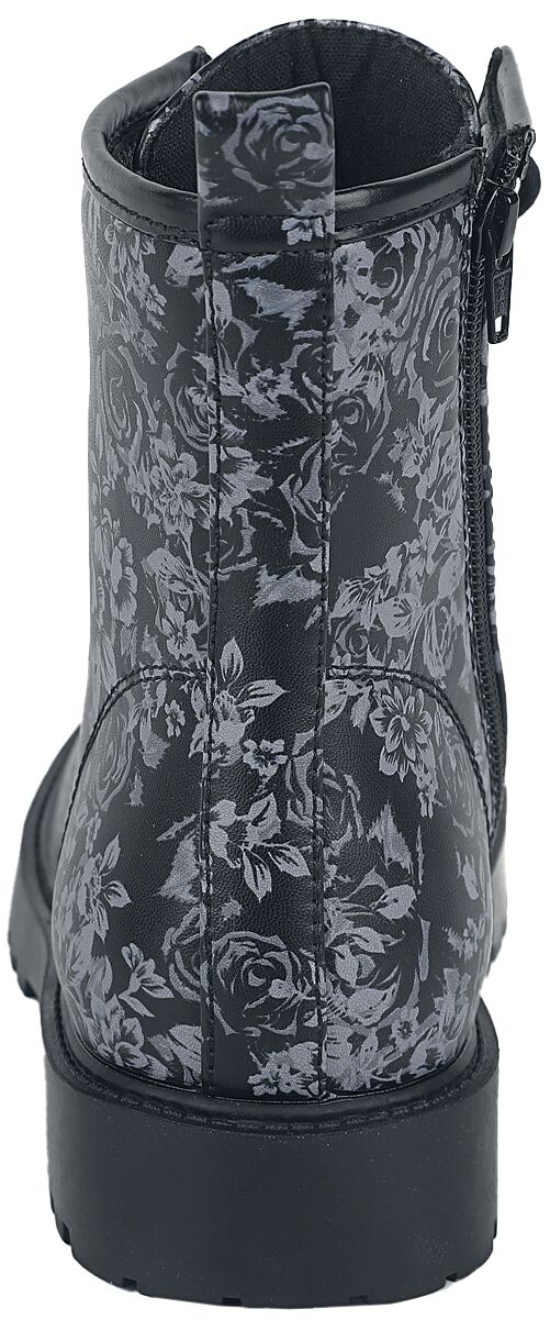 Lace-up boots with all-over rose print | Black Premium by EMP Boot | EMP