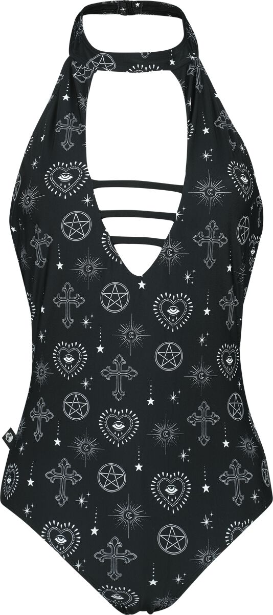 Neckholder Swimsuit with Mystical Symbols | Gothicana by EMP Swimsuit | EMP