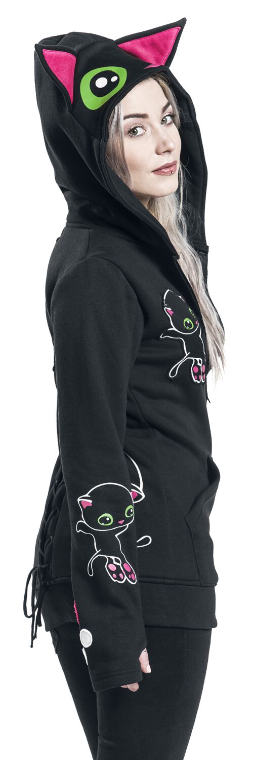 Black Cat Hooded Zip Jumper - EMP UK | EMP