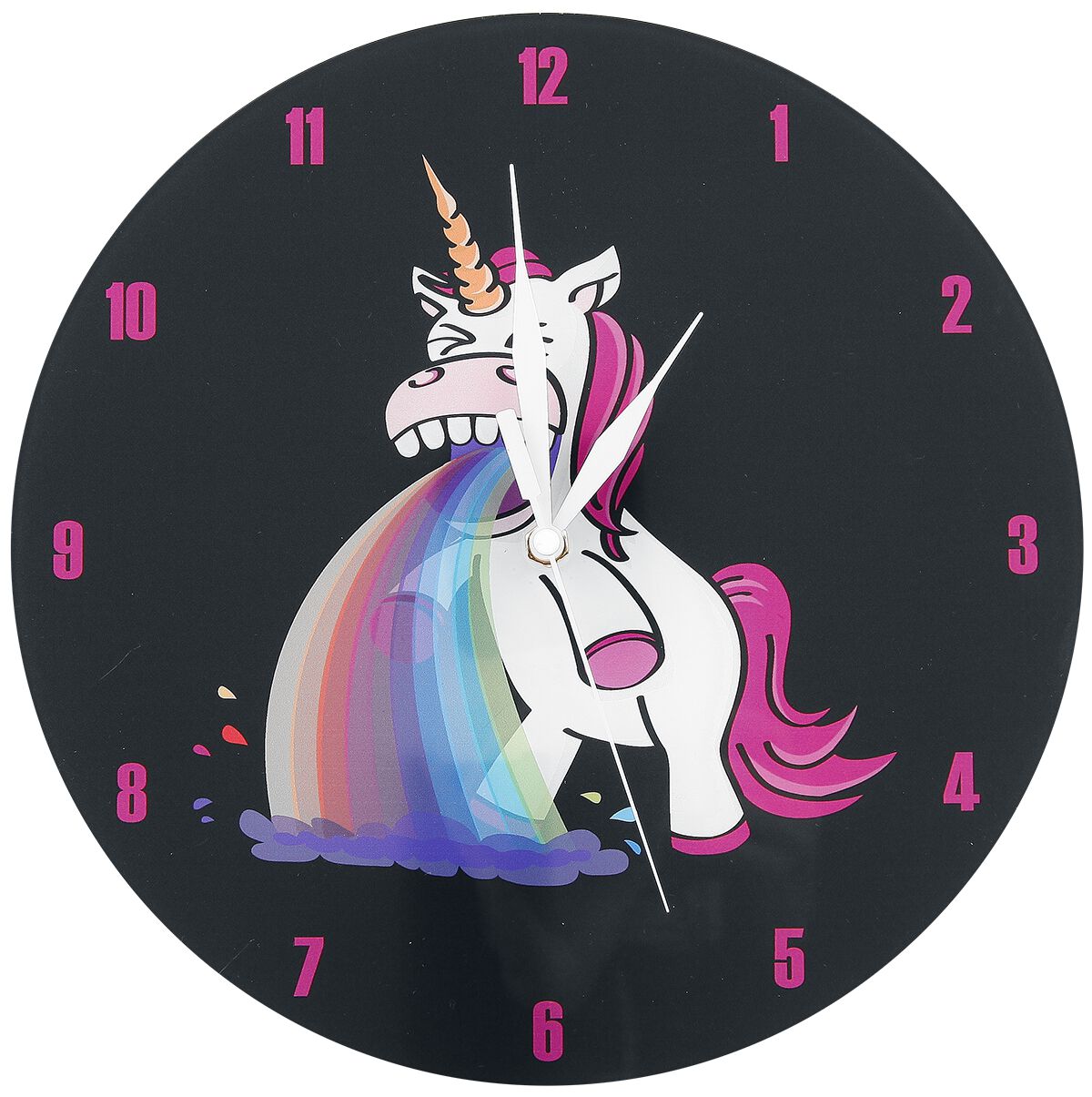 Glass Wall Clock Puking Unicorn | EMP