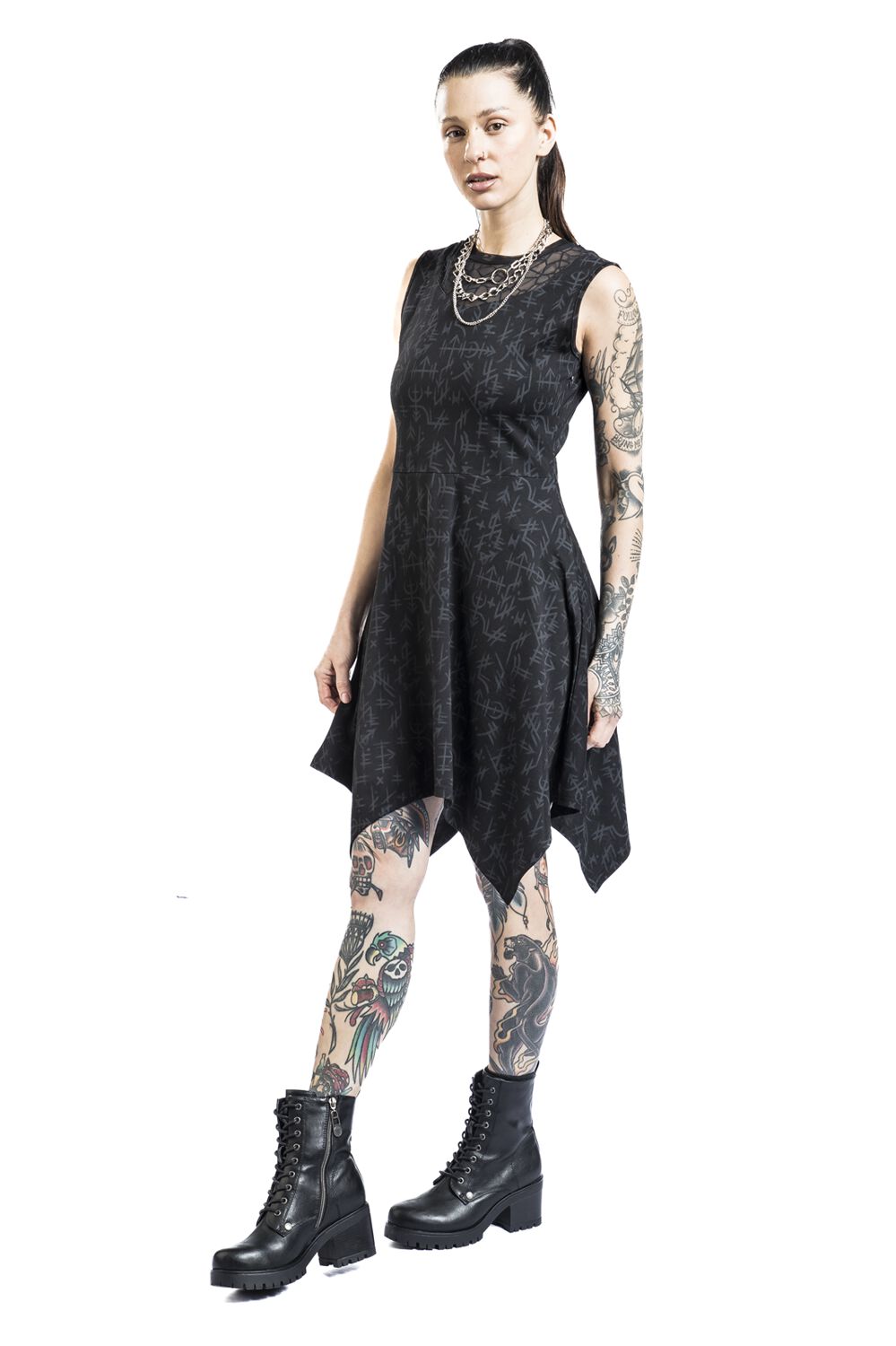 Dress With Runes Alloverprint | Black Premium by EMP Midi Dress | EMP