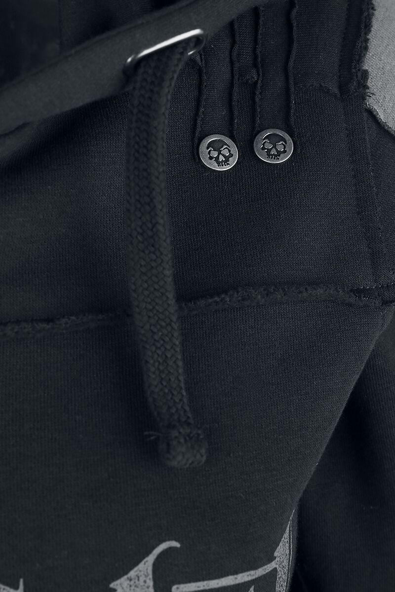 Black Hooded Jacket with Rock Rebel and Skull Prints | Rock Rebel by ...