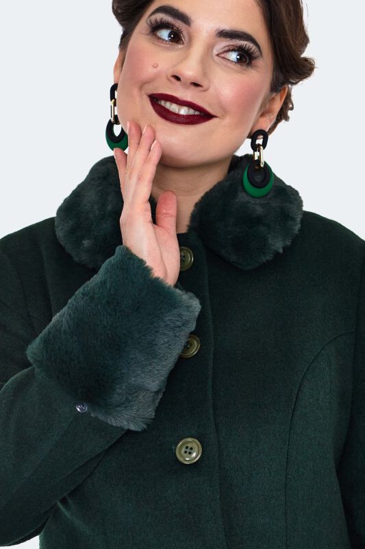 Faux Fur Trim Flare Coat | Voodoo Vixen Coats | EMP