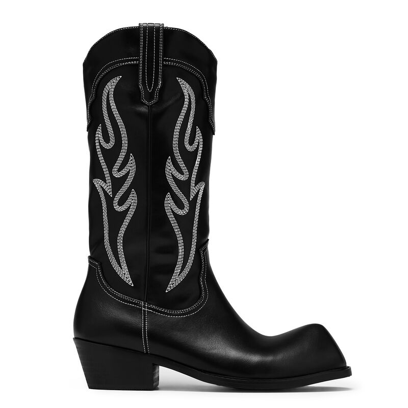Cryptek Snub Nose Tall Cowboy Boots - Black Vintage | KOI Boots | EMP