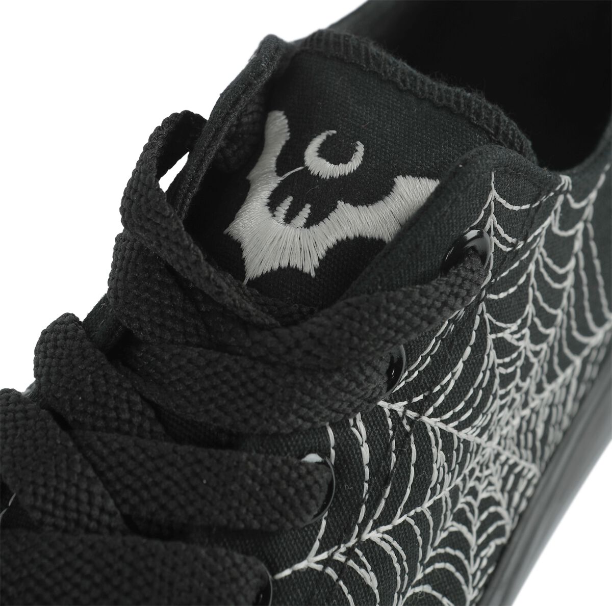 LowCut Plateau Trainers With Spiderweb Embroidery | Gothicana by EMP ...