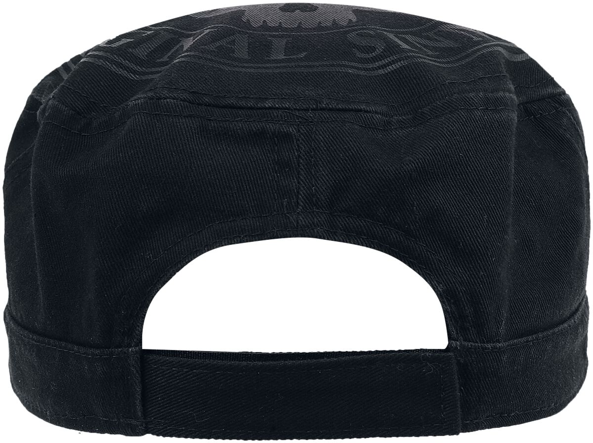 Black Army Cap with Print, Patches and Studs | Rock Rebel by EMP Cap | EMP