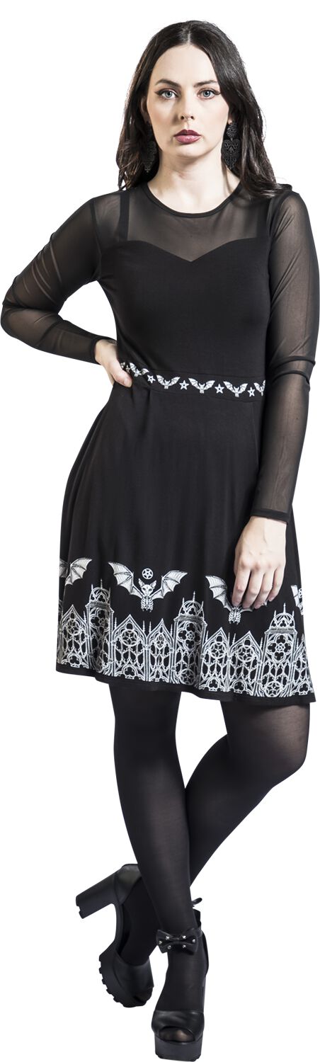 Mesh Dress with Bats | Gothicana by EMP Mini Dress | EMP