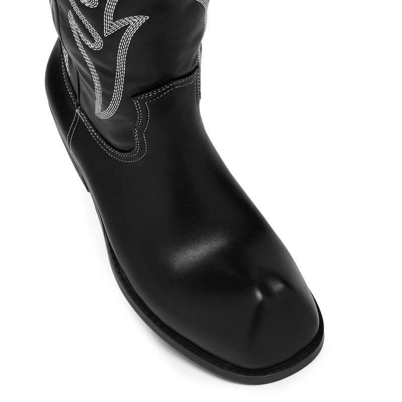 Cryptek Snub Nose Tall Cowboy Boots - Black Vintage | KOI Boots | EMP