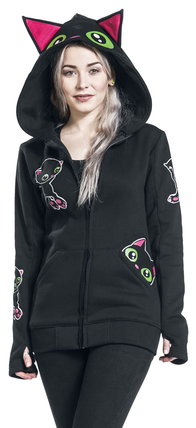 Black Cat Hooded Zip Jumper - EMP UK | EMP