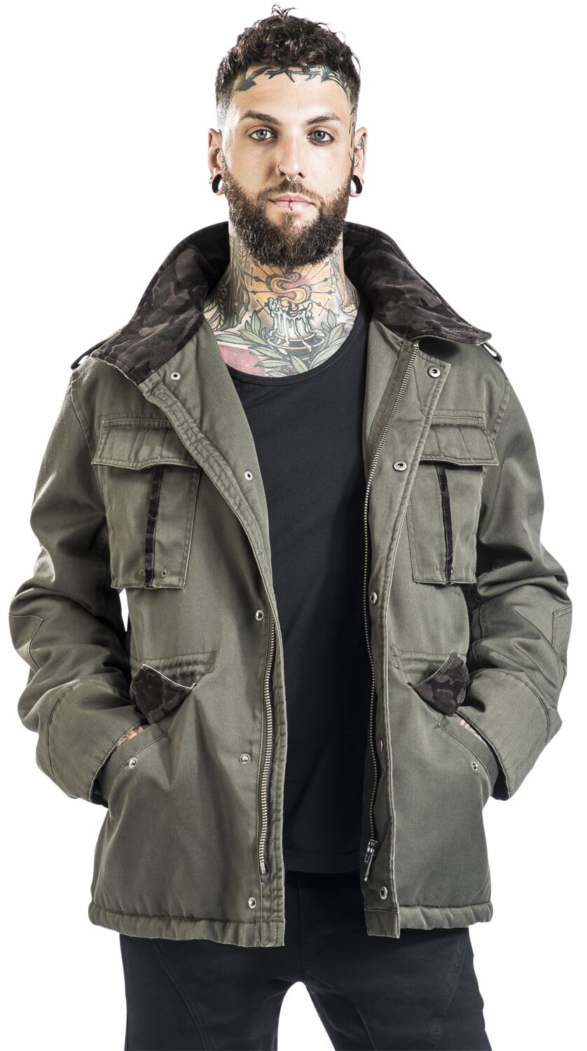 Jacket with hidden hood | Black Premium by EMP Winter Jacket | EMP