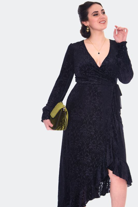 Devore Long Sleeve Wrap Dress | Voodoo Vixen Midi Dress | EMP