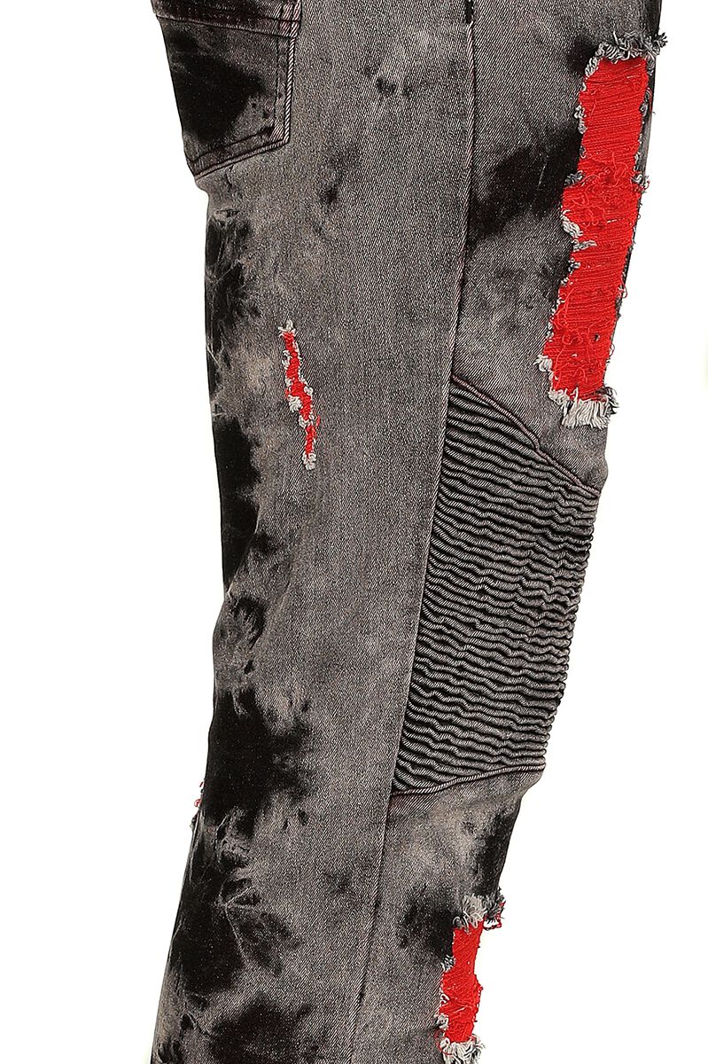Washed-look jeans with red highlights | Rock Rebel by EMP Jeans | EMP
