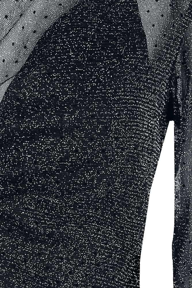 Transparent Longsleeve shirt with dots and silver threads | Black ...