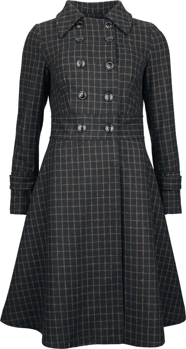 Double Breasted Collared Check Coat | Voodoo Vixen Coats | EMP